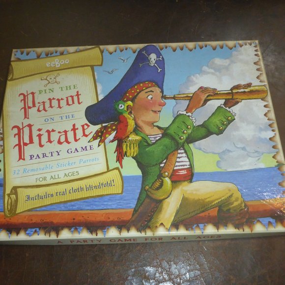 Eeboo | Toys | Pin The Parrot On The Pirate Party Game 32 Removable ...